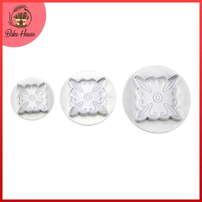 Flower Design Square Plunger Cutter 3Pcs Set – Bake House - The Baking ...