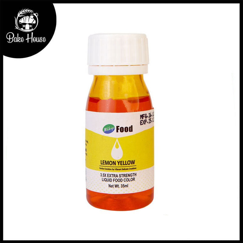 Milkyz Food Liquid Food Color Lemon Yellow 35ML Bottle – Bakehouse.pk
