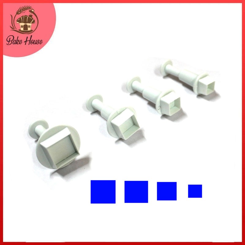 Square Shape Fondant Plunger Cutter 4Pcs Set – Bake House - The Baking ...