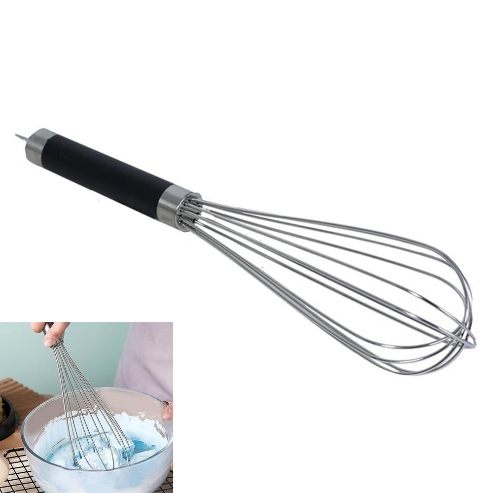 Stainless Steel Hand Whisk With Black Handle 10.5Inch – Bakehouse.pk