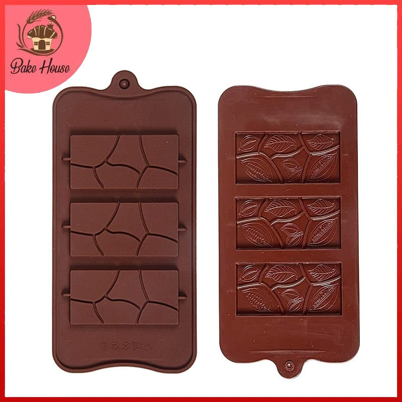 Cocoa Bean & Leaves Imprint Silicone Chocolate Bar Mold 3 Cavity – Bake ...