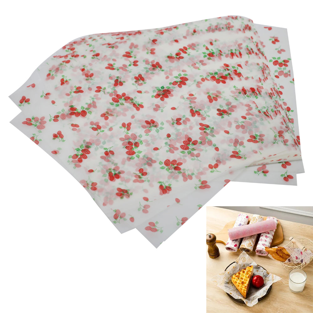 Strawberry Design Wax Paper 50Pcs Pack – Bakehouse.pk